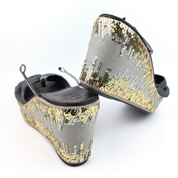 Tory Burch | Shoes | Tory Burch Declan 2 Sequin Wedges Sandals | Poshmark